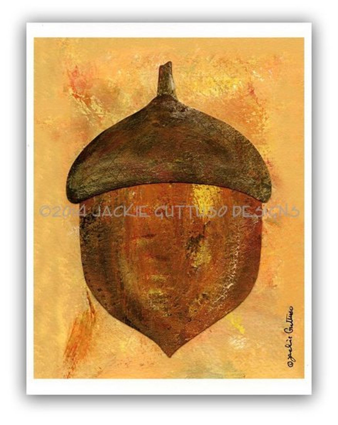 Acorn Art, 8 X 10" Giclee Print, Fall Art, Collage, Acrylic Acorn ...