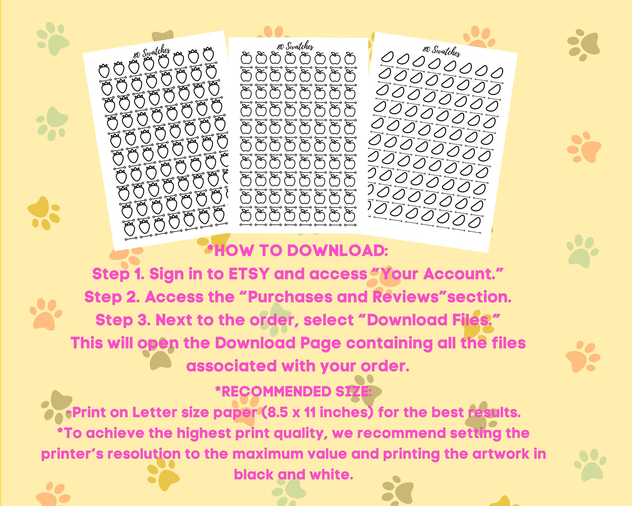 Fruit Color Swatch Charts Artists Marker Practice Sheets Color Testing ...