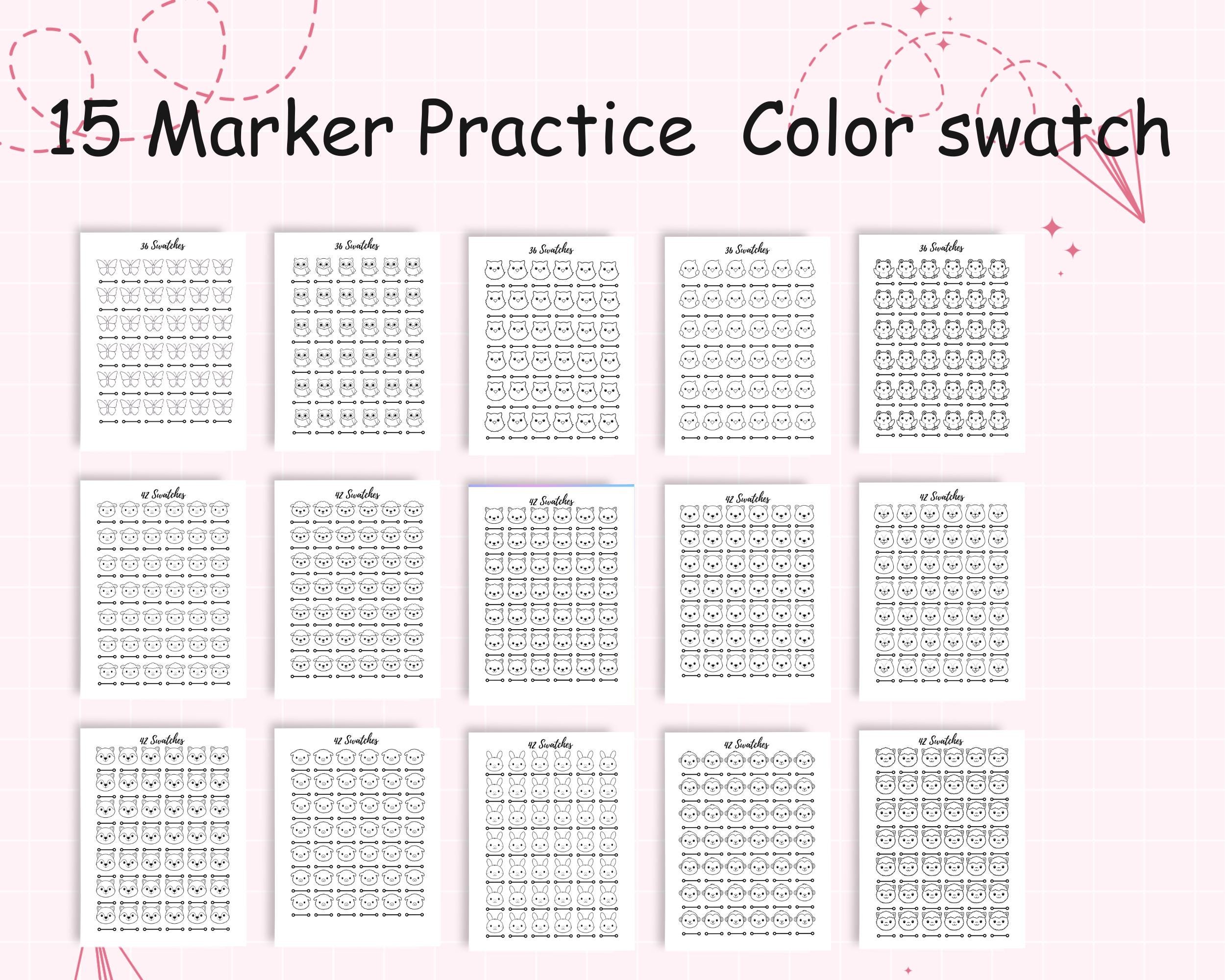 Marker Practice Sheets & Blank Color Swatch Charts,printable Marker ...