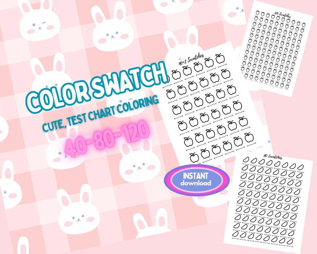 Fruit Color Swatch Charts Artists Marker Practice Sheets Color Testing ...