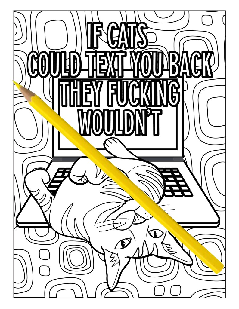 Swearing Cats Catitude Cat Coloring Book: Funny Cat Coloring - Etsy