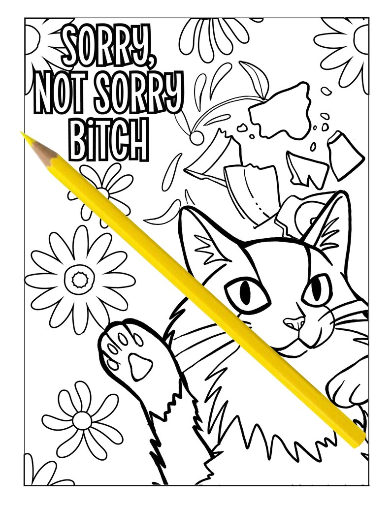 Swearing Cats Catitude Cat Coloring Book: Funny Cat Coloring - Etsy