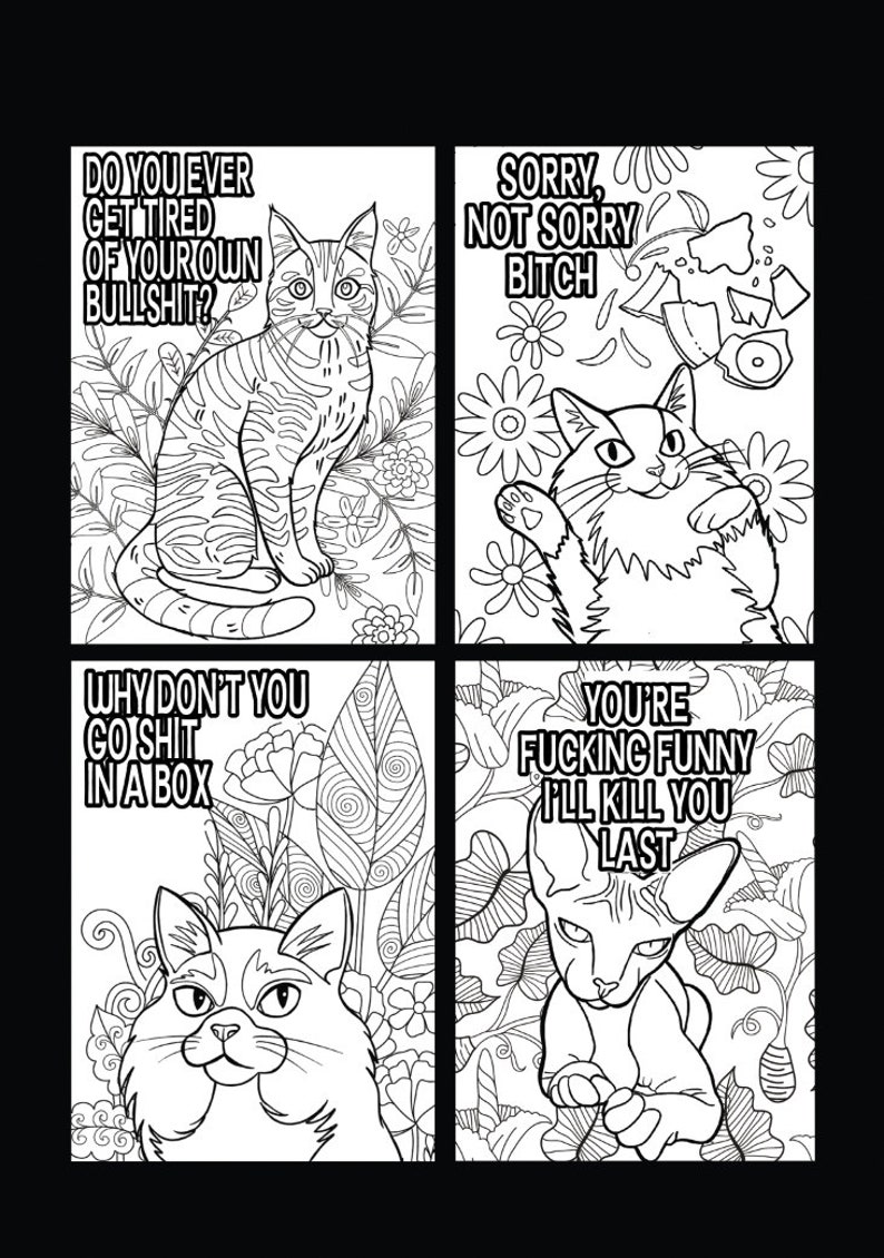 Swearing Cats Coloring Book: Funny Adult Stress-relief - Etsy