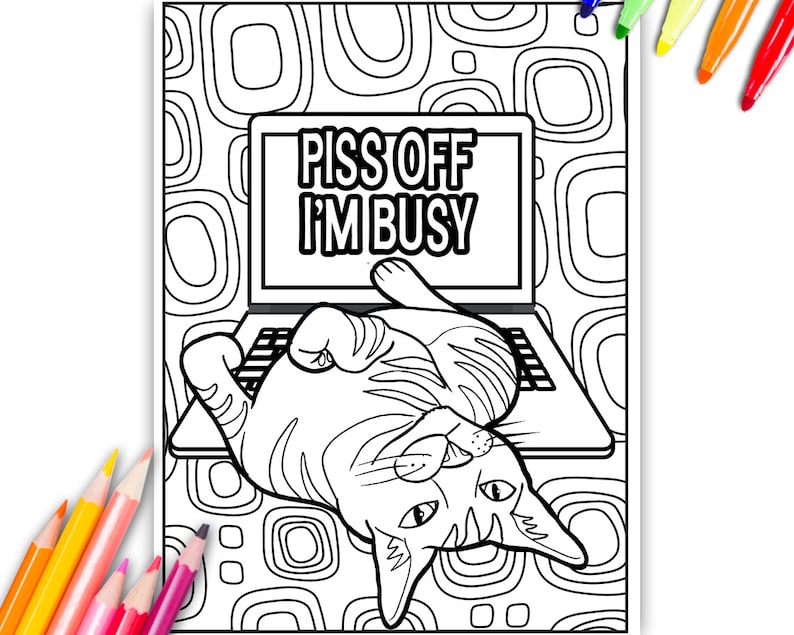 Swearing Cats Coloring Book: Funny Adult Stress-relief - Etsy