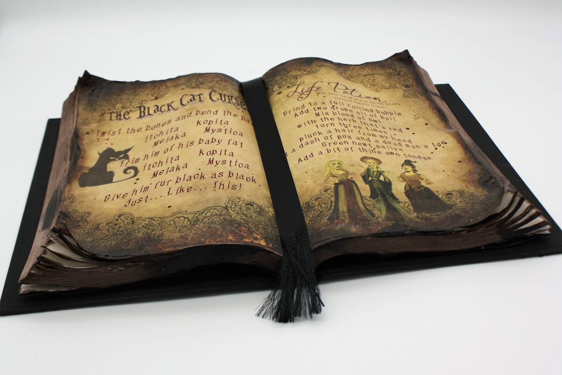 Black Cat Curse and Life Potion Spell Book Hocus Pocus - Etsy