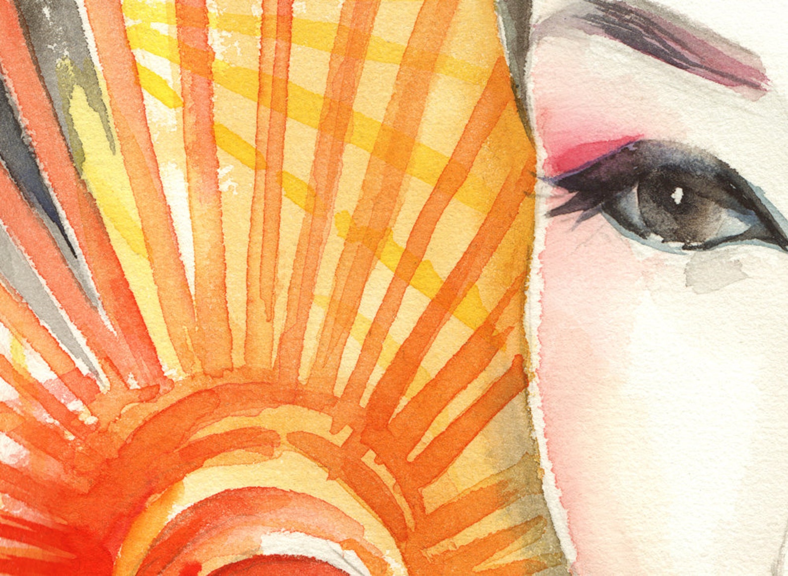 Rising Sun Geisha Art Giclée Print Watercolor Geisha Art - Etsy