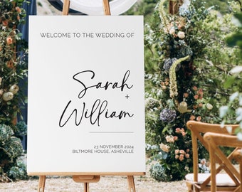 Modern Wedding Welcome Sign, Classic Welcome Wedding Sign, Minimalist ...
