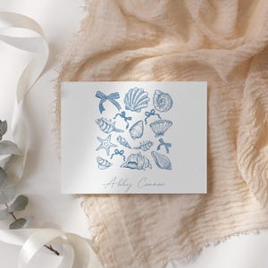 Women's Personalized Stationary, Custom Notecard Set, Shell Stationery ...