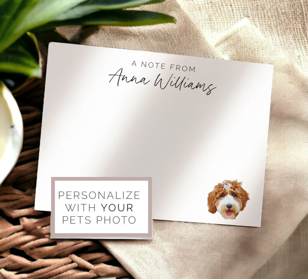 Dog Notecards With Pet Portrait, Personalized Dog Note Card Set, Flat ...
