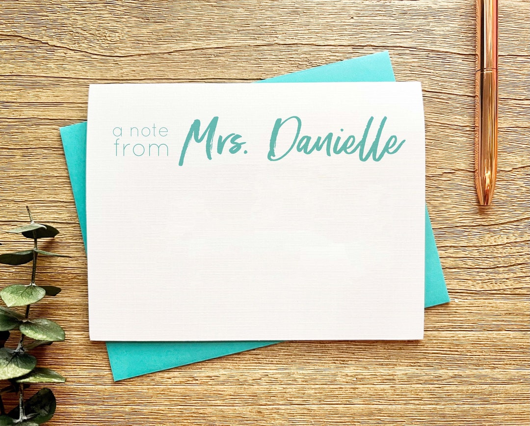 Teacher Personalized Stationary, Women's Custom Notecard Set ...