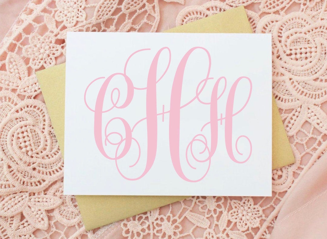 Monogrammed Notecards, Personalized Stationery, Folded Thank You Card ...