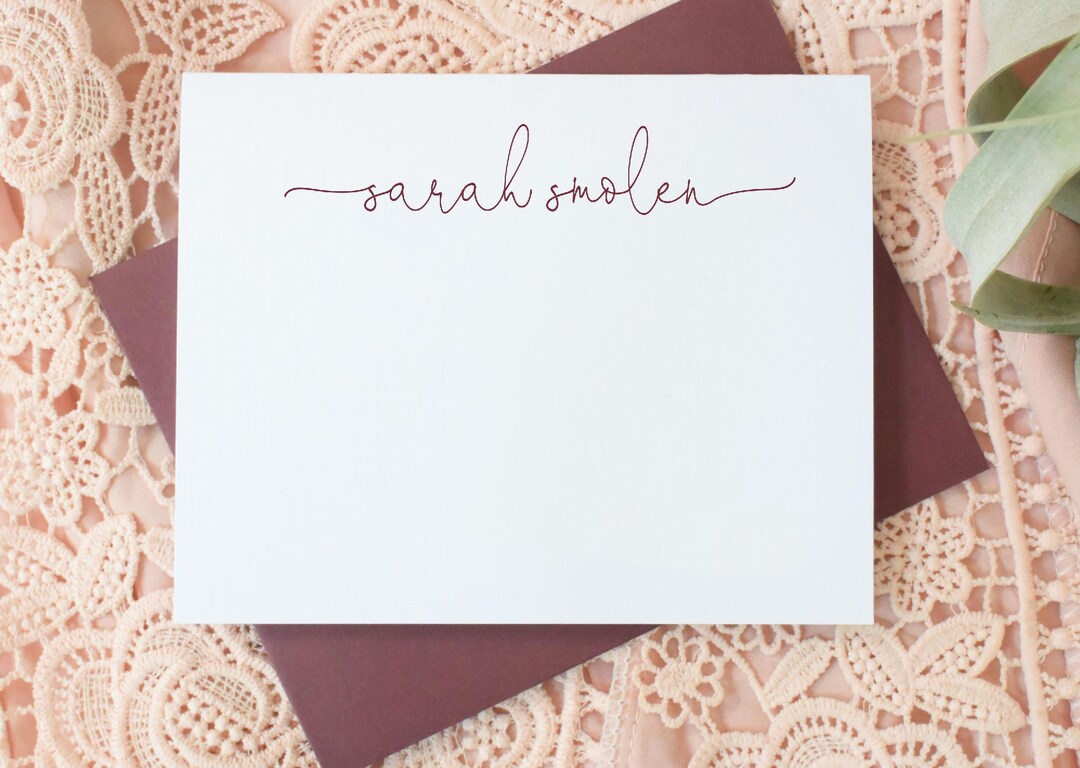 Personalized Stationery - Set of 10 - Custom Notecard Set - Minimal ...