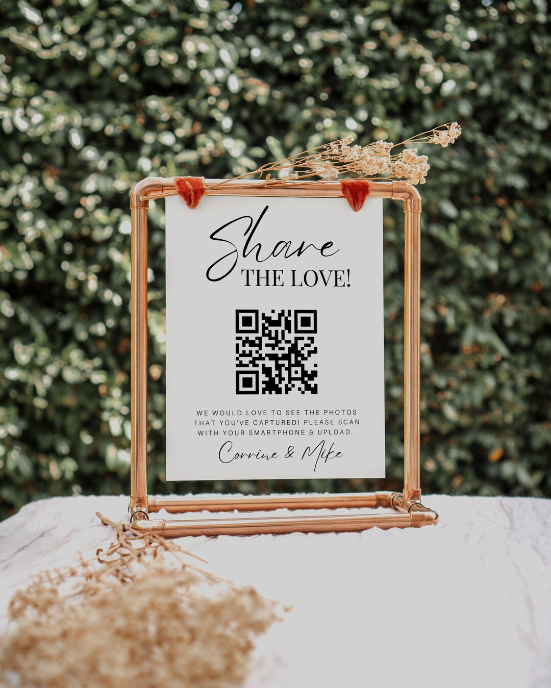 Capture the Love QR Code Sign, Modern Wedding Reception Table Sign ...