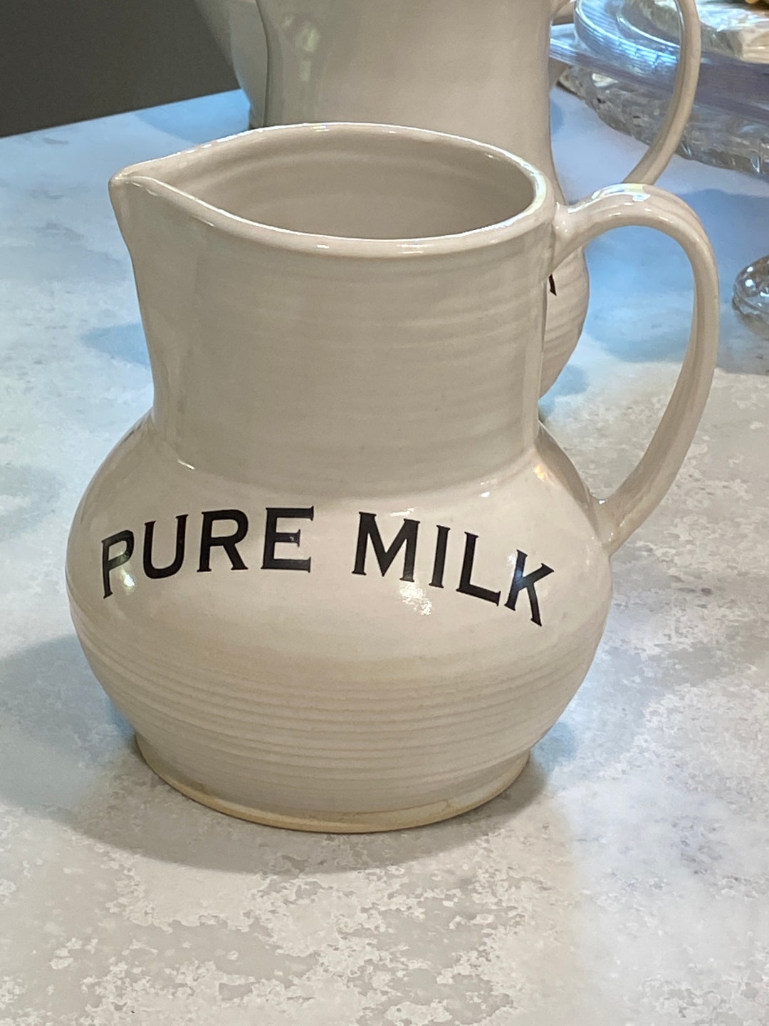White Stoneware PURE MILK Pitcher-pmpt87grooves - Etsy