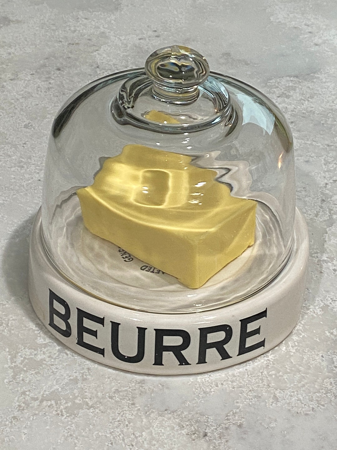 NEW* 7" BEURRE (BUTTER) Dairy Slab - Minislab W/glass Dome Made to ...