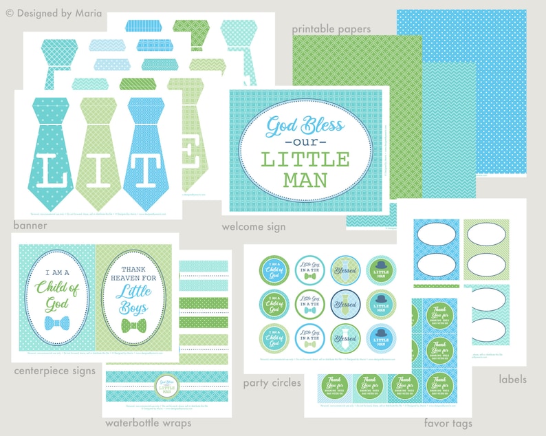 Baby Blessing Decorations for Boy Christening Party Printable - Etsy