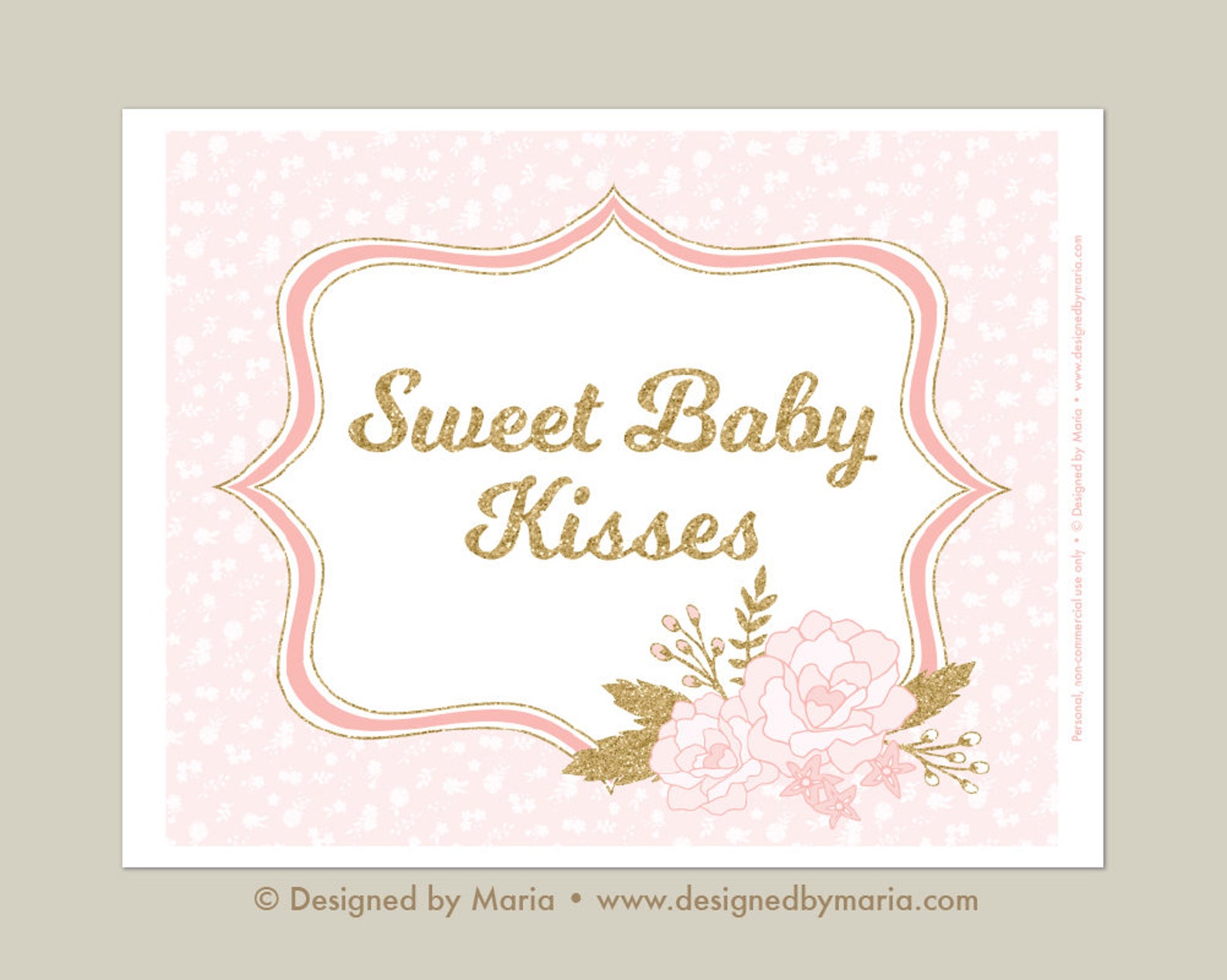 Sweet Baby Kisses Shower Welcome Sign Printable: Party Decoration Sign ...