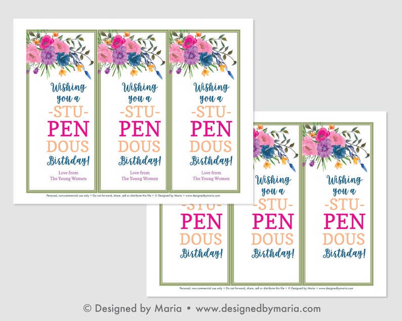 LDS Young Women Birthday Gift Tag: Have a Stupendous Birthday ...