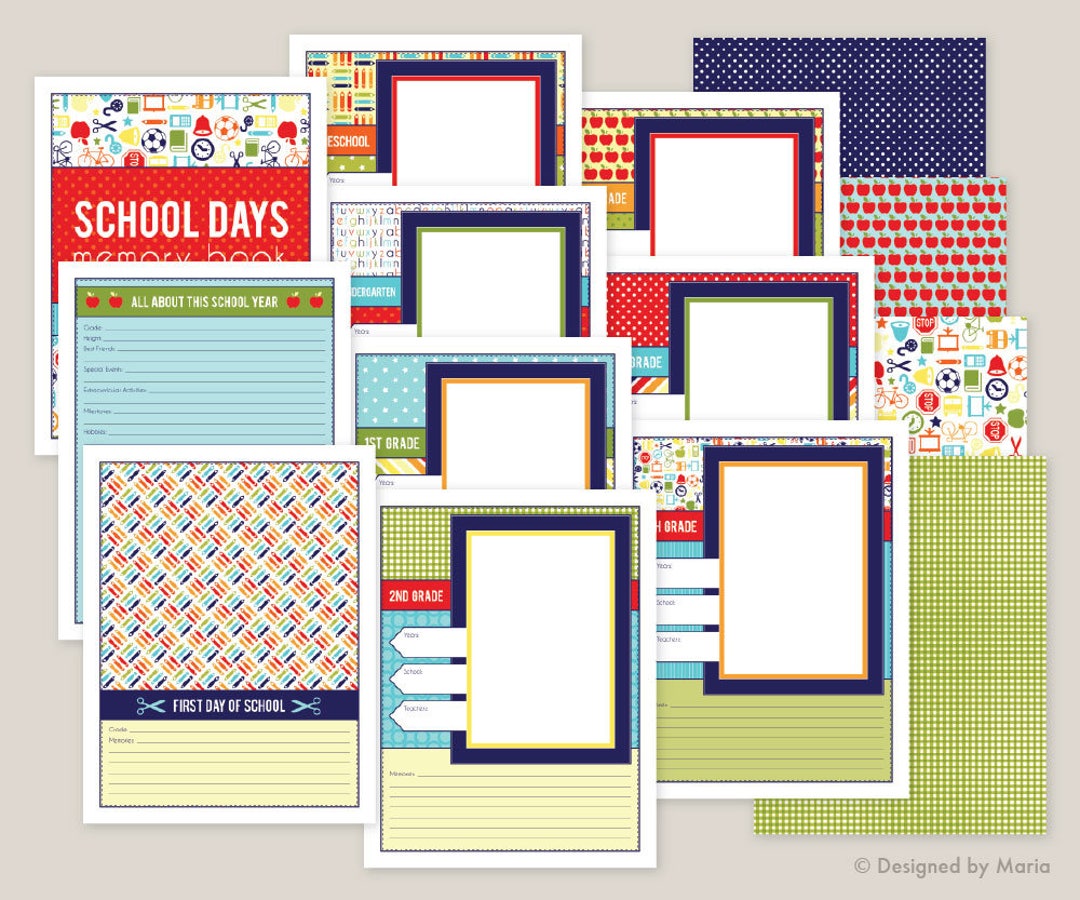 School Memory Book Printables: Preschool - 5th Grade School Days Book ...