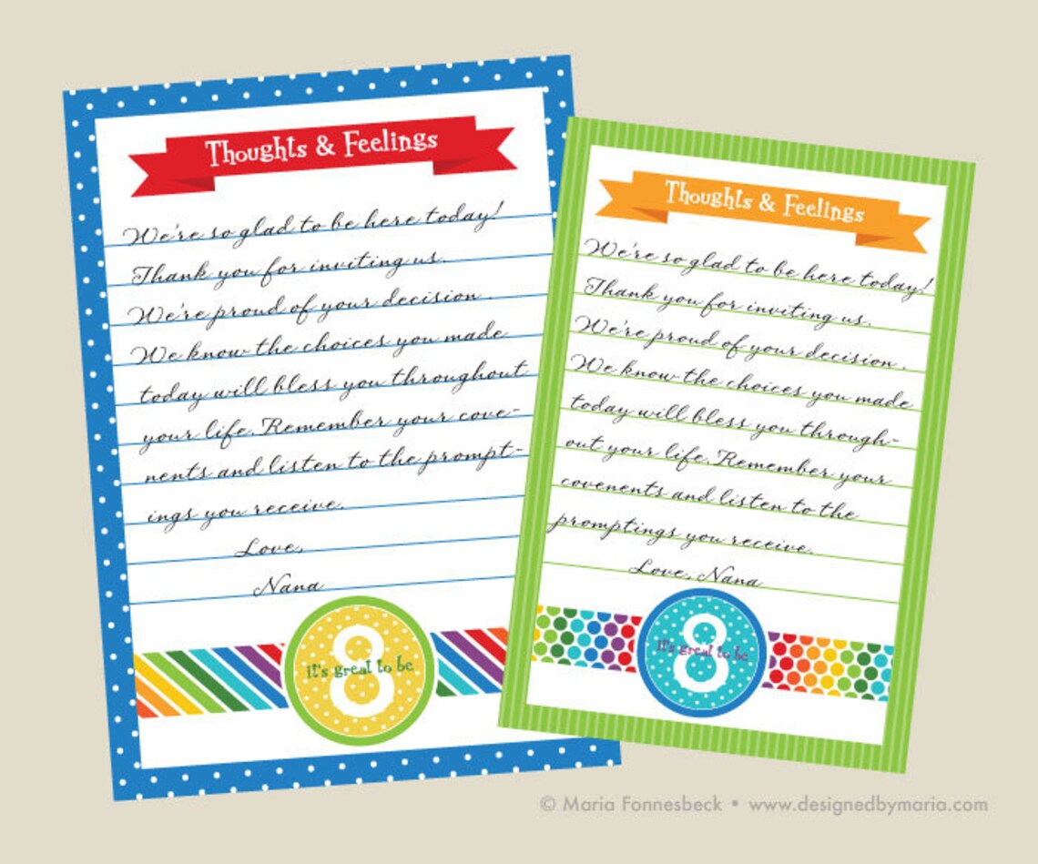 LDS Baptism Testimony Cards Printable: Rainbow Design -- Guests Write ...