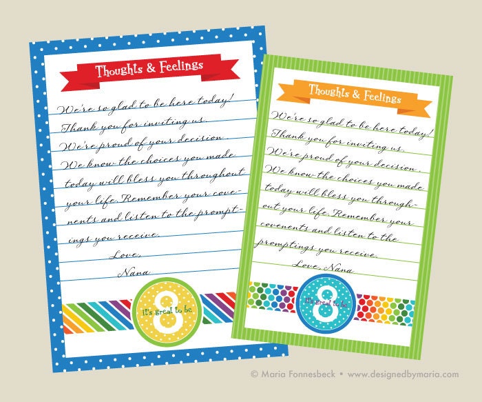 LDS Baptism Testimony Cards Printable: Rainbow Design -- Guests Write ...