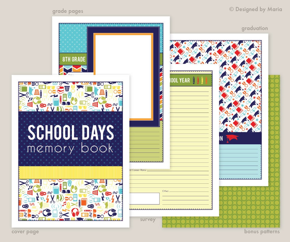 School Memory Book Printables: 6th-12th Grade School Days Book - 8.5 X ...