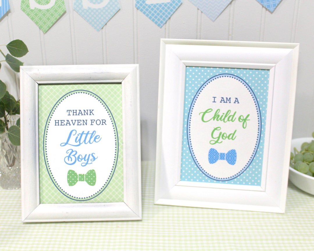 Baby Blessing Centerpiece Signs for Boy: 5 X 7 Printable Baby Shower ...