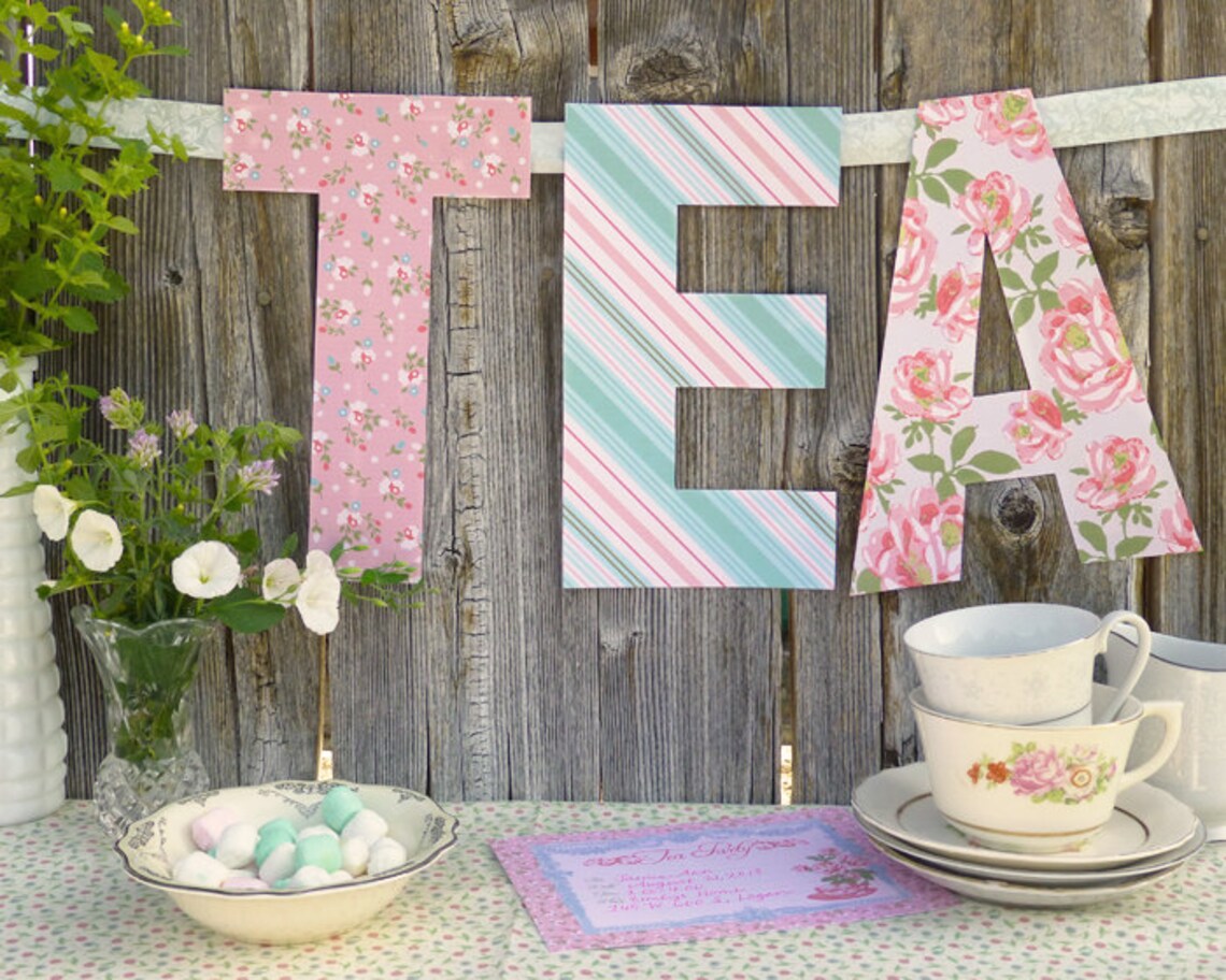 Tea Party Banner Printable Decoration: Shabby Chic Design in | Etsy