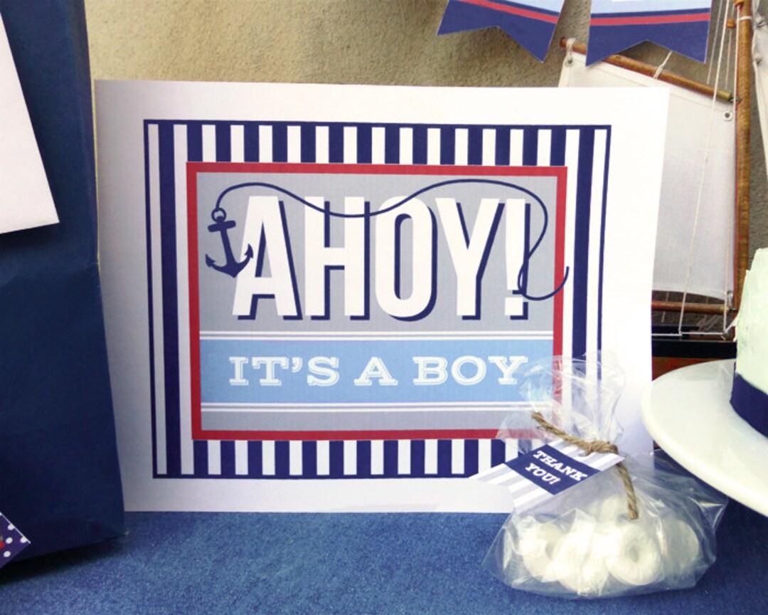 Ahoy! It's A Boy: Welcome Sign Printable -- Boy Baby Shower Decoration ...