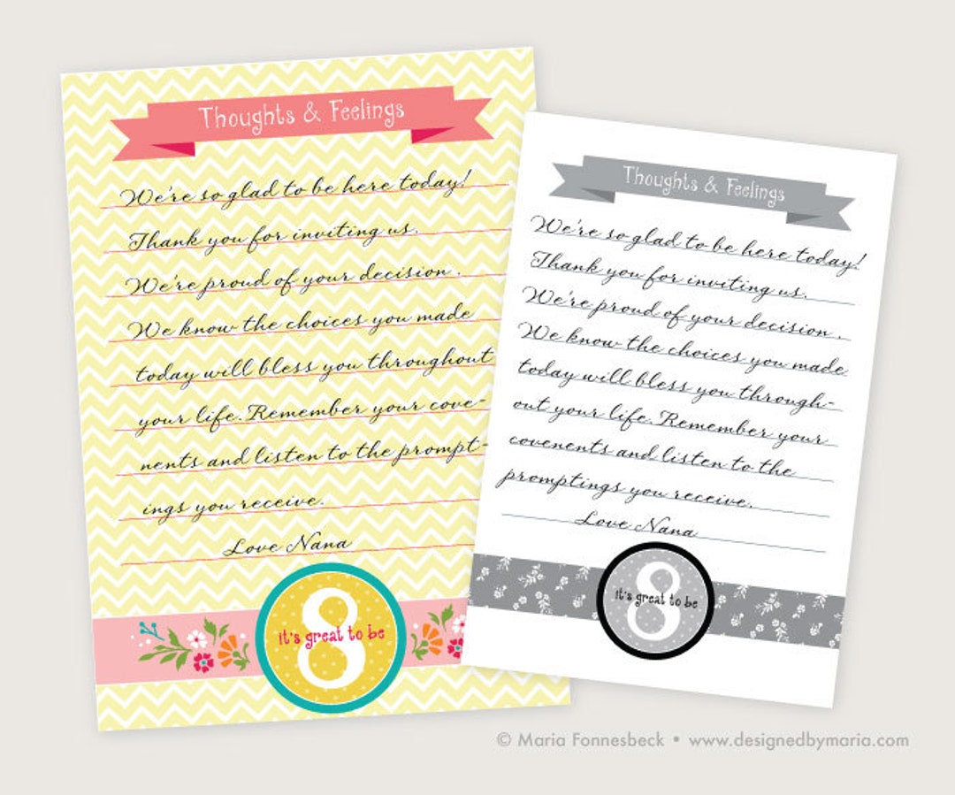 LDS Baptism Testimony Cards Printable: Floral Design -- Guests Write ...