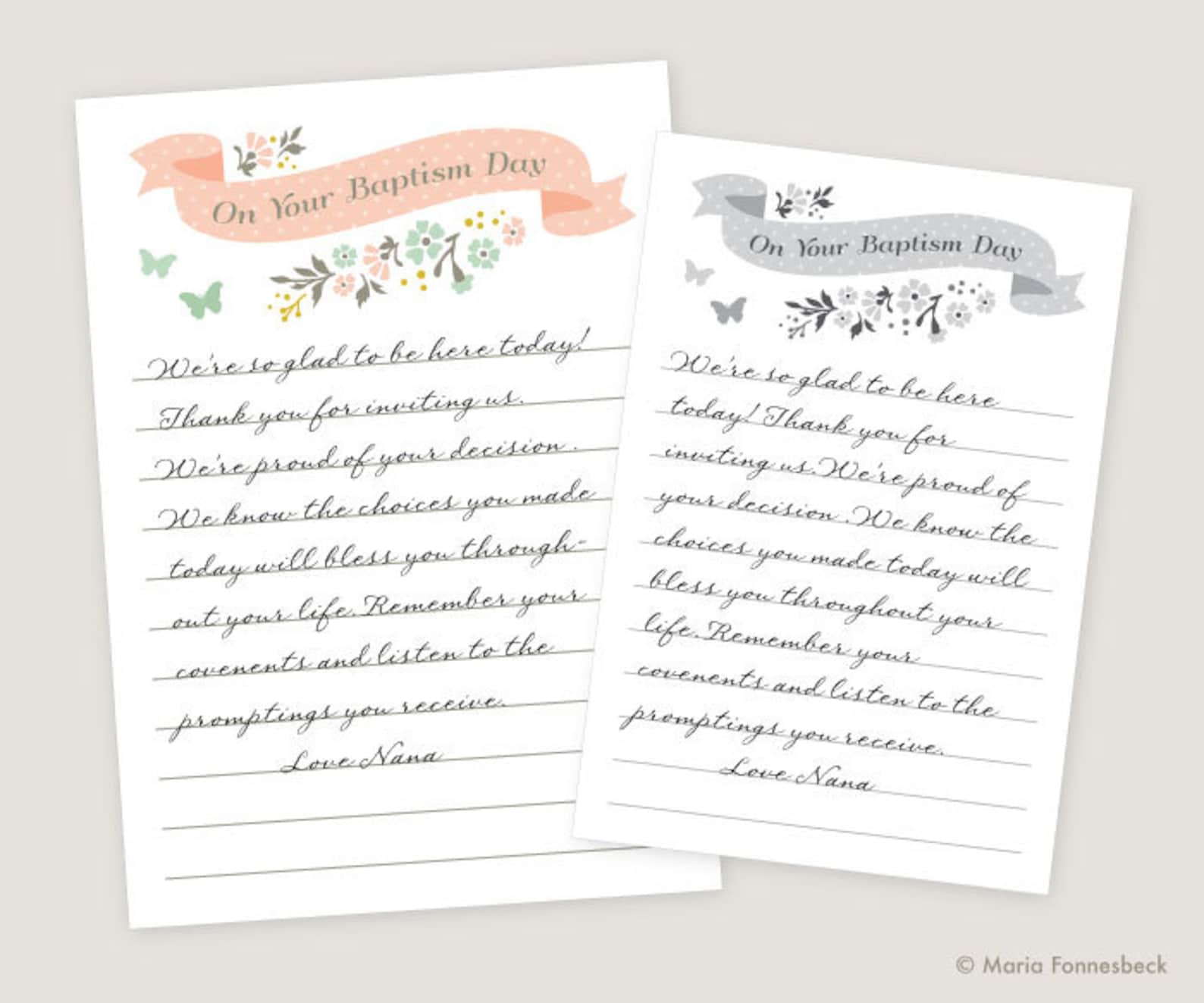Girl LDS Baptism Testimony Cards Printable: on Your Baptism Day ...