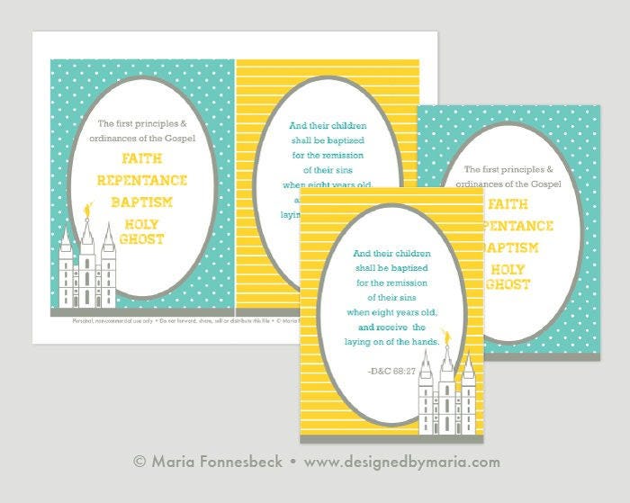 Centerpiece Signs for LDS Baptism: First Principles & Ordinances of the ...