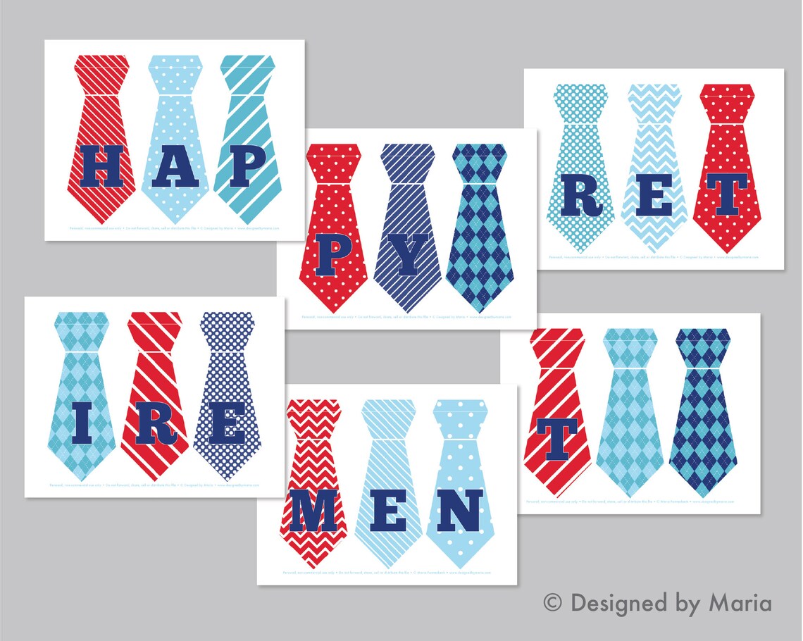 Happy Retirement Tie Banner Printable: Retirement Party - Etsy