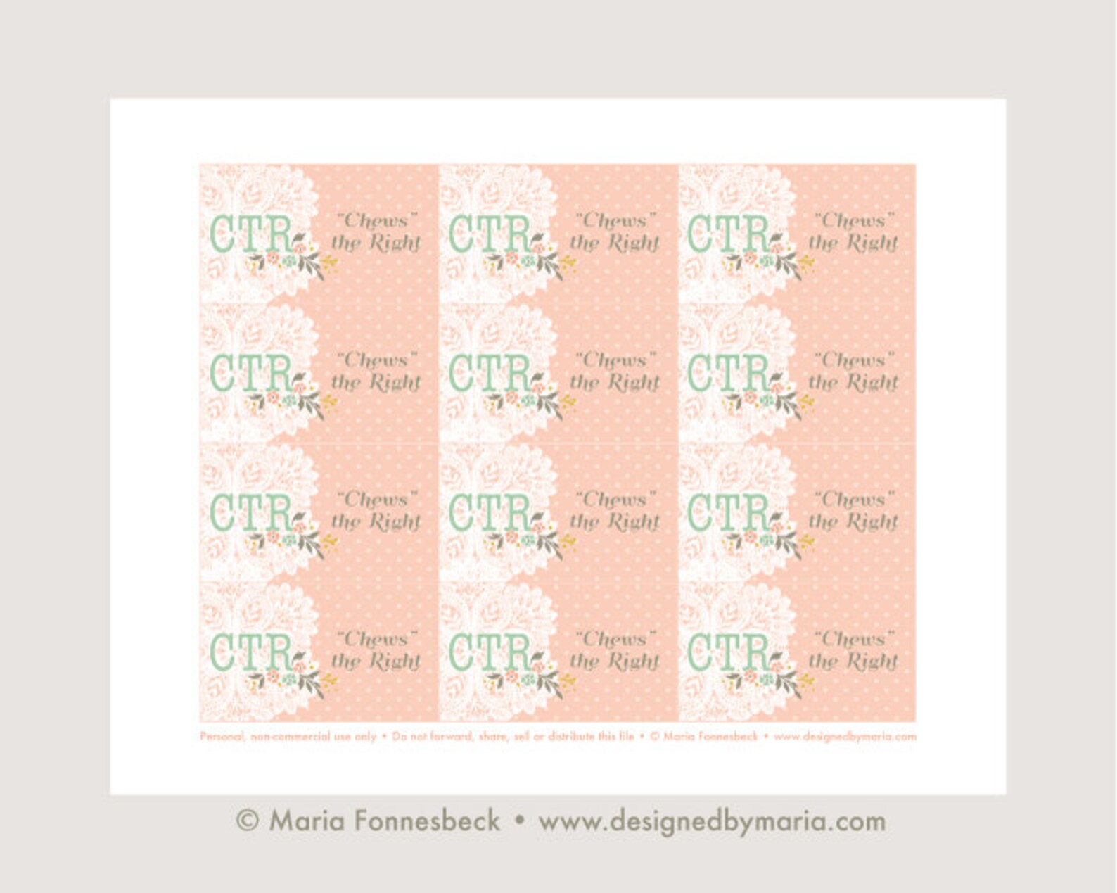 CTR Chews the Right Favor Tags Printable: Girl | Etsy