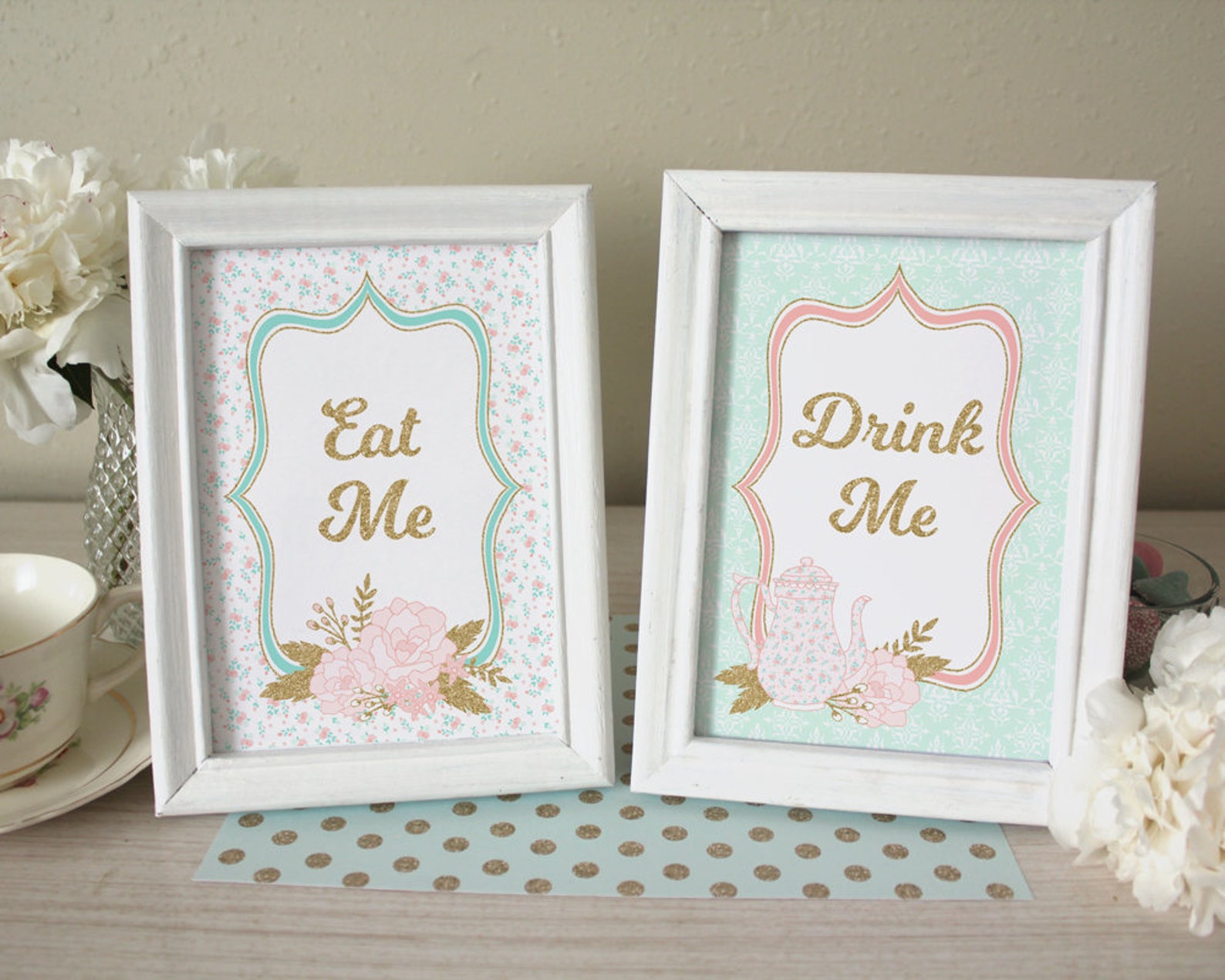 Eat Me Drink Me Signs for Tea Party: Decorations Spot of Tea | Etsy