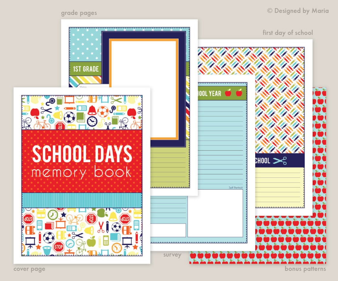 School Memory Book Printables: Preschool - 5th Grade School Days Book ...