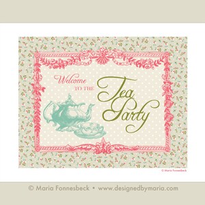 Tea Party Welcome Sign Printable: Party Decoration Sign - Bridal Shower ...