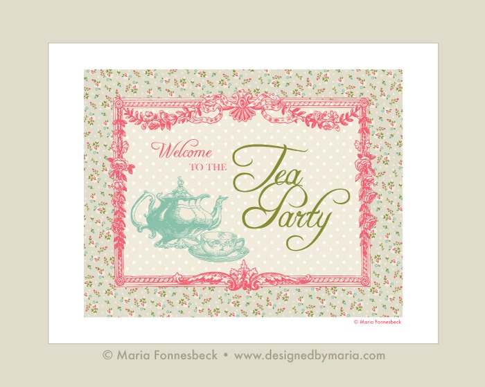 Tea Party Welcome Sign Printable: Party Decoration Sign - Etsy