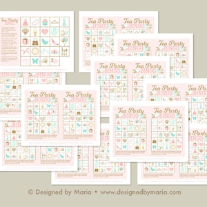 Tea Party Bingo Game - DIY Bingo Cards Printable With 20 Unique Game ...