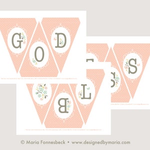 God Bless Girl Pink Floral Banner: Infant Baptism Christening Party ...