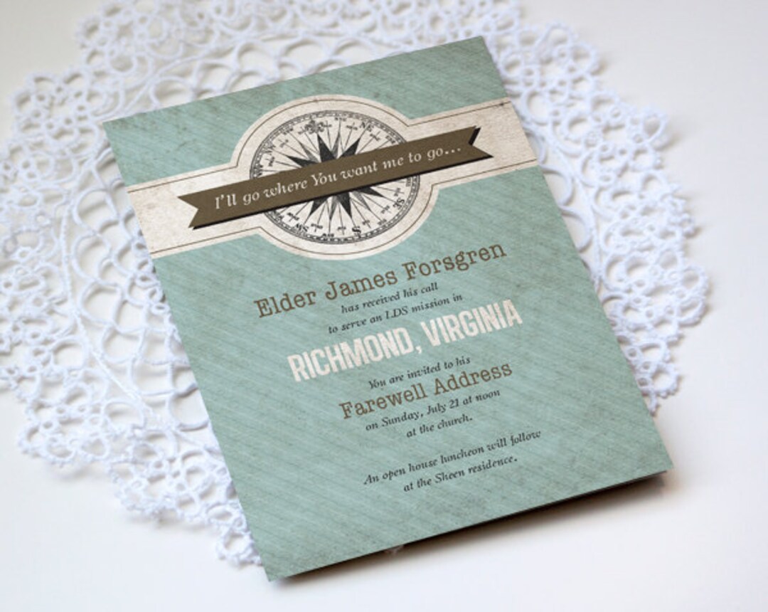 LDS Misson Announcement Invitation: Printable Compass Design - I'll Go ...