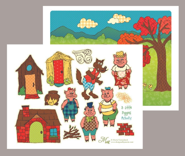 3 Little Pigs Story Printables: File Folder Game or Preschool Activity ...