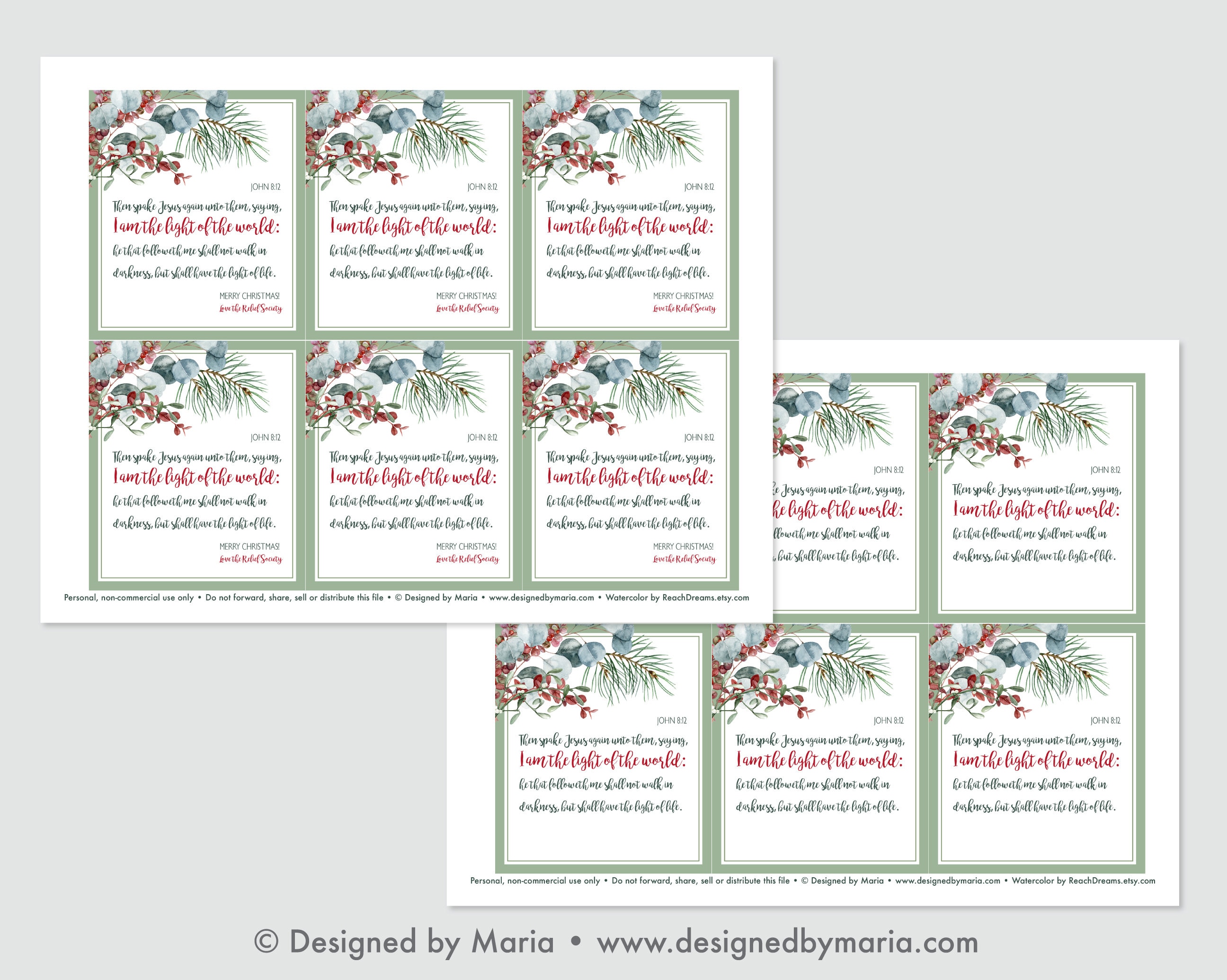 LDS Relief Society Christmas Gift Tag for Candle - I Am the Light Gift ...