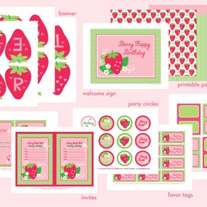 Strawberry Birthday Party Printable Set: Instant Download - Includes ...
