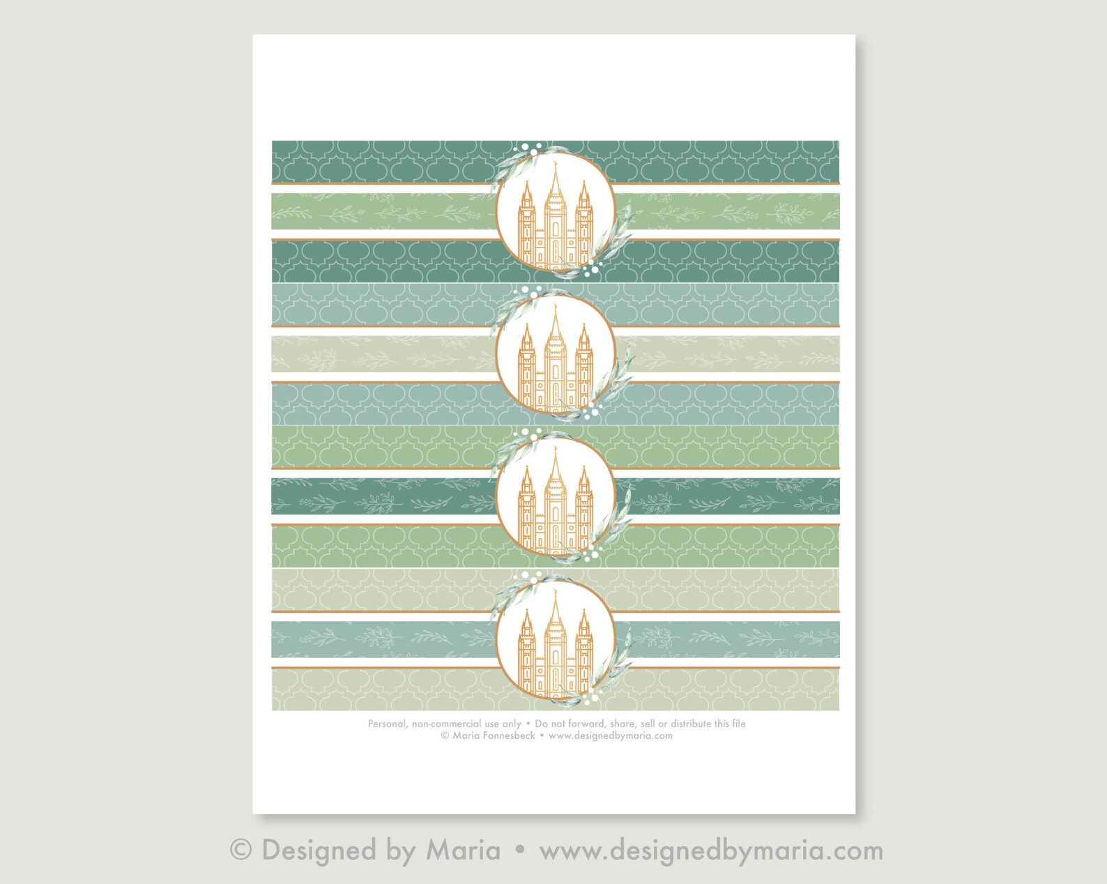 LDS Temple Water Bottle Wraps Printable: Wrappers for Instant Download ...