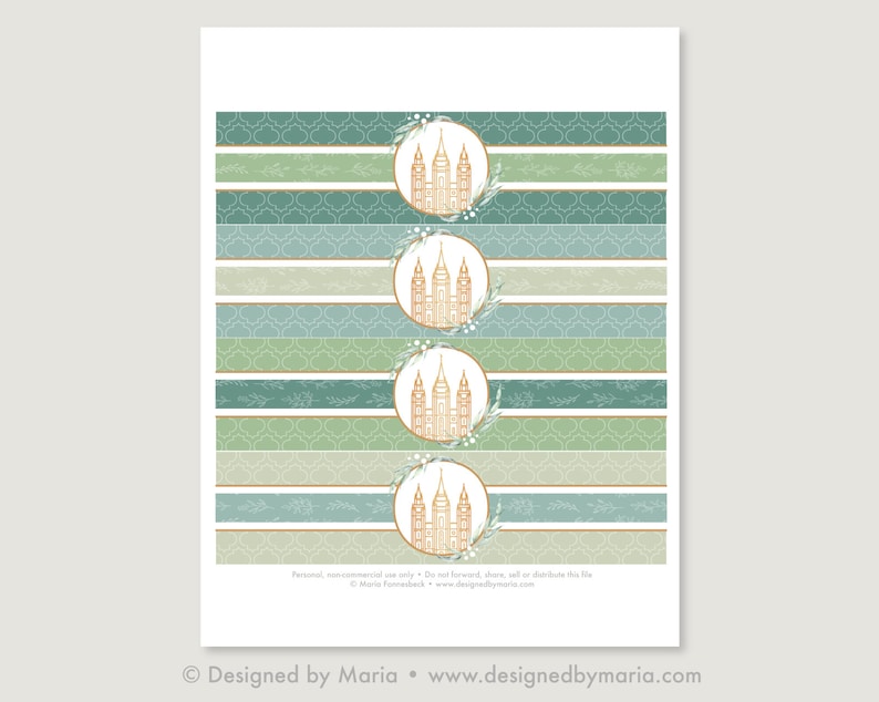 LDS Temple Water Bottle Wraps Printable: Wrappers for Instant Download ...