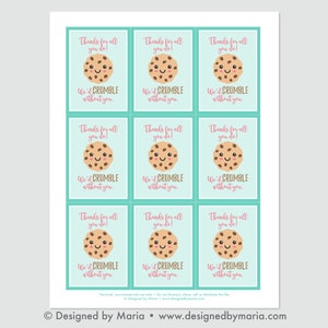 LDS Primary Teacher Thank You Gift Cookie Tag: We'd Crumble Without You ...
