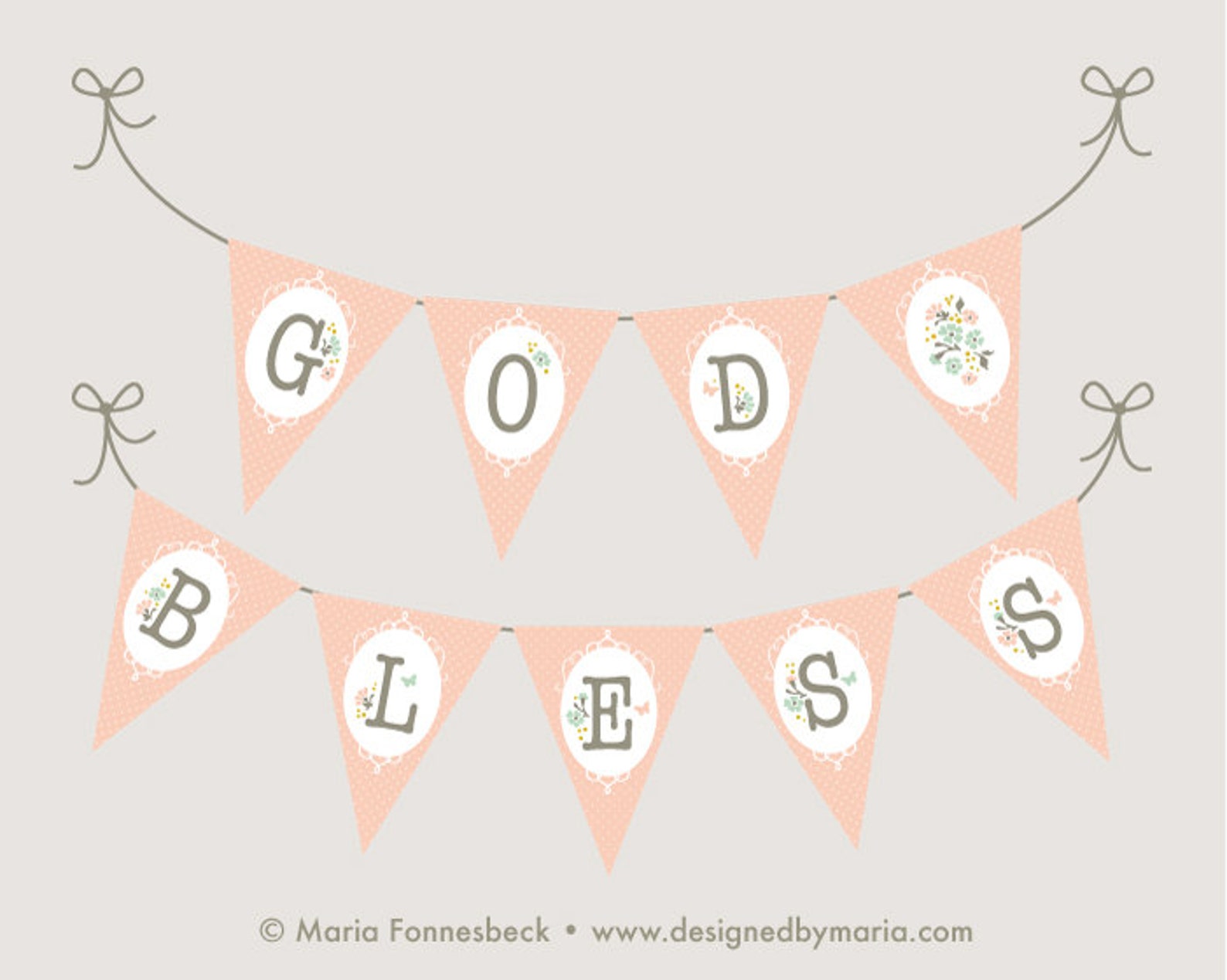 God Bless Girl Pink Floral Banner: Infant Baptism Christening | Etsy