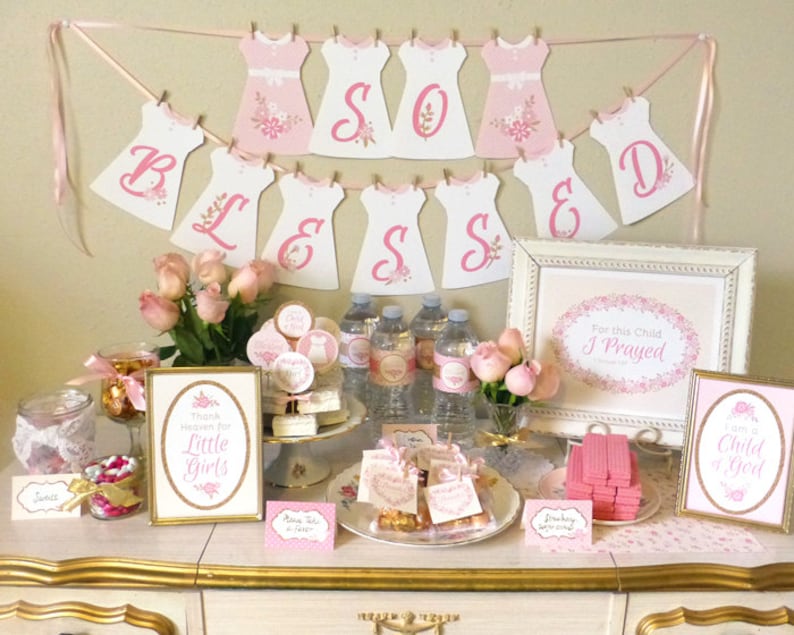 Baby Girl Blessing Party Printable Set - LDS or Christening Party Kit ...