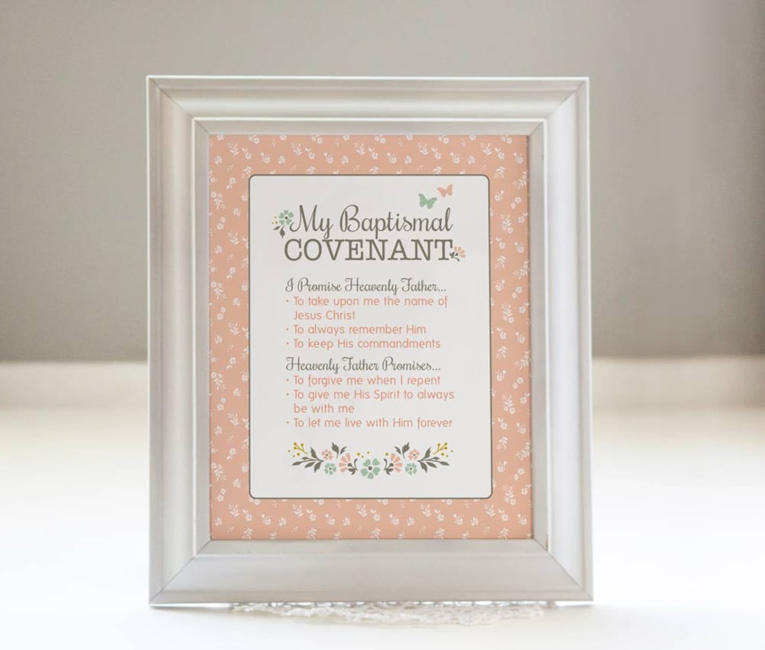 LDS Baptismal Covenant Printable Art Sign: Latter-day Saint Pink Floral ...